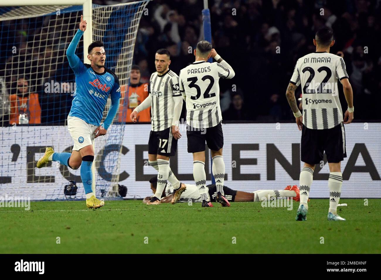 Napoli, Italy. 13th Jan, 2023. Eljif Elmas of SSC Napoli celebrates ...