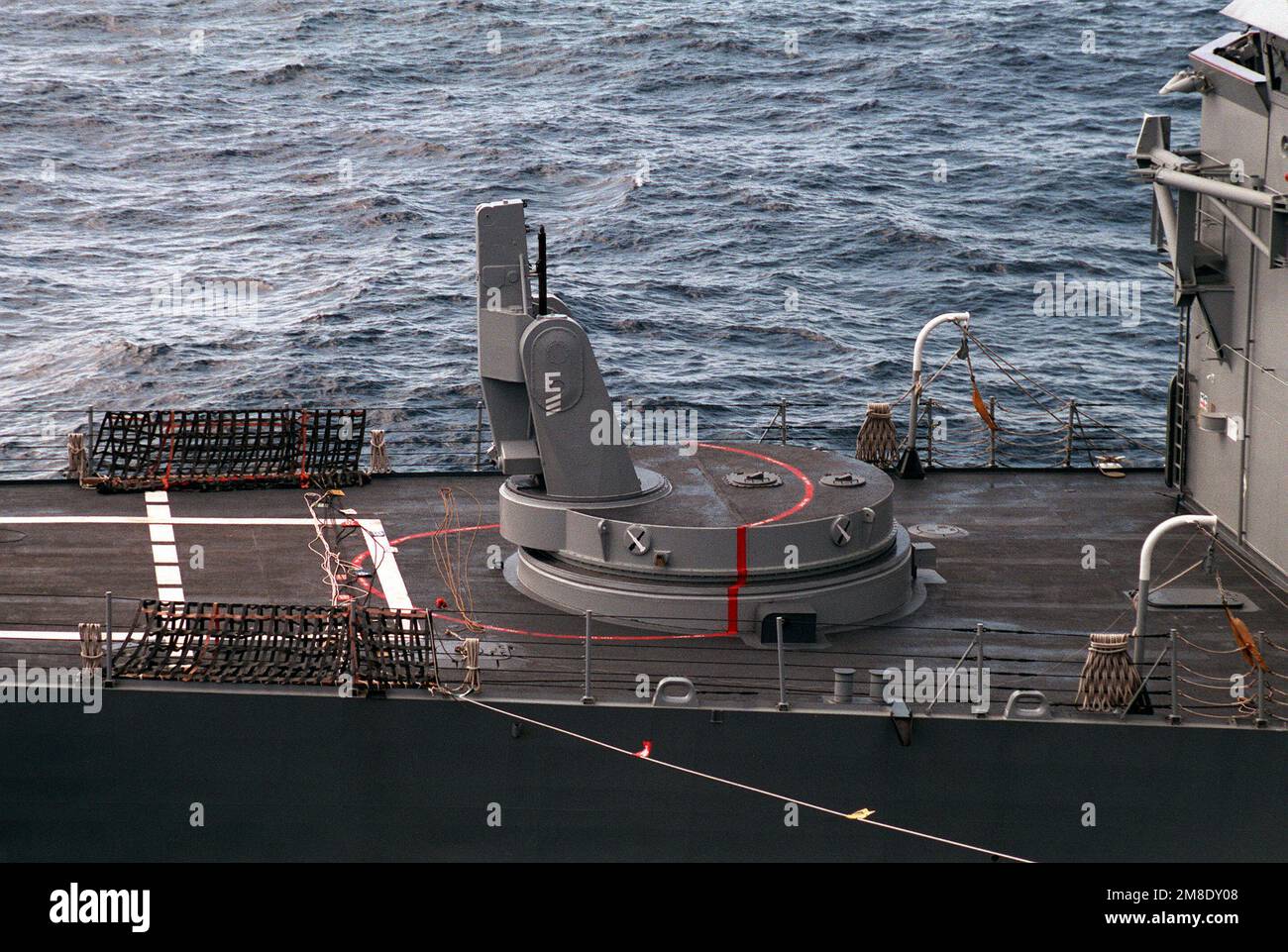 A close-up view of the Mark 13 missile launcher aboard the guided ...