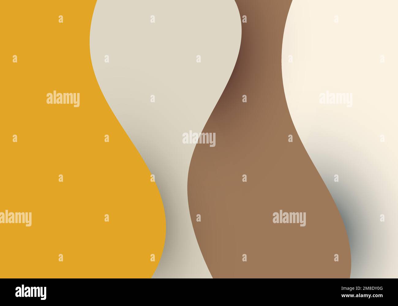 Abstract background yellow, brown colors wave shape layered paper cut ...