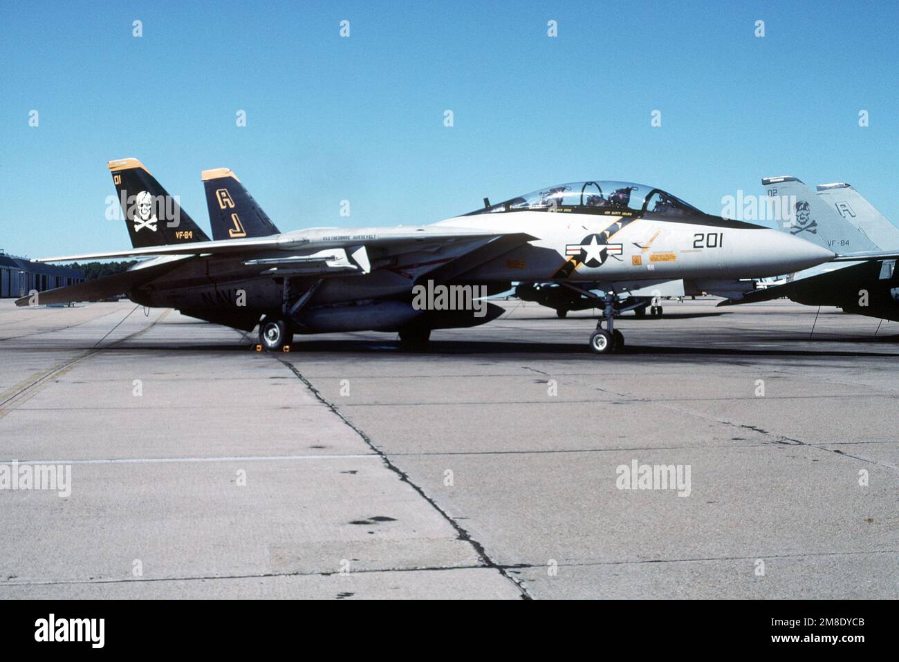 A right side view of a Fighter Squadron 84 (VF-84) F-14A Tomcat ...