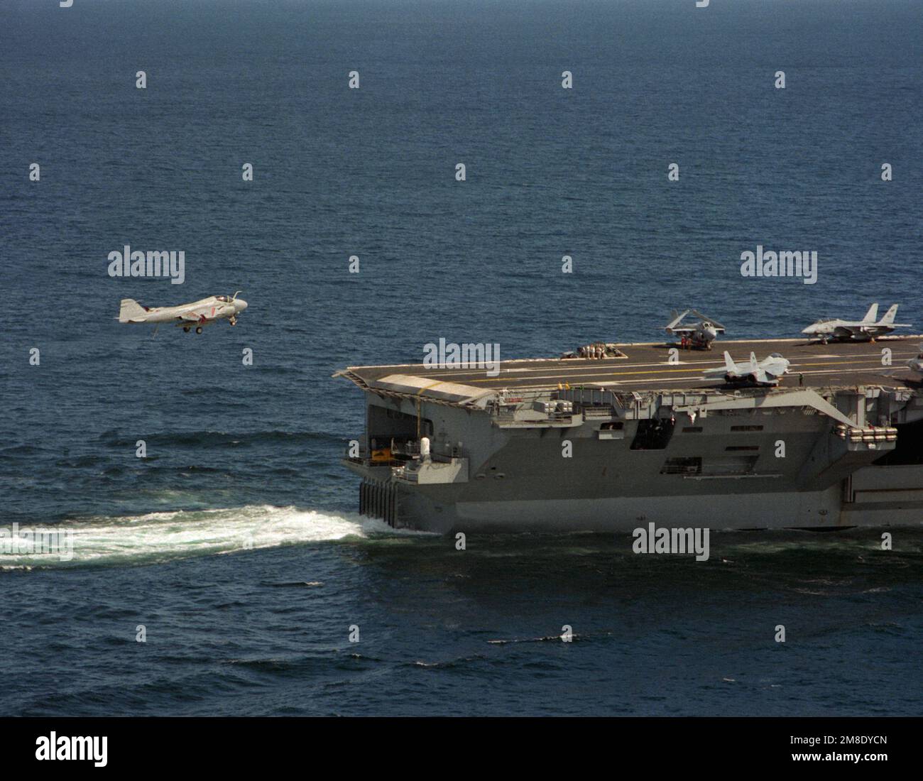 An Attack Squadron 95 (VA-95) A-6E Intruder aircraft prepares to catch ...