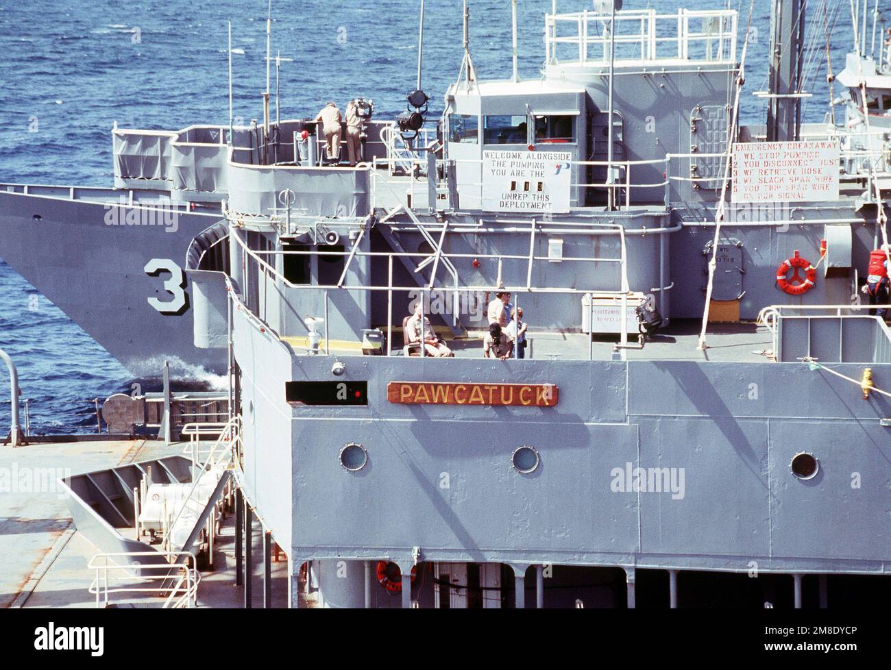 A close-up view of the bridge of the fleet oiler USNS PAWCATUCK (T-AO ...