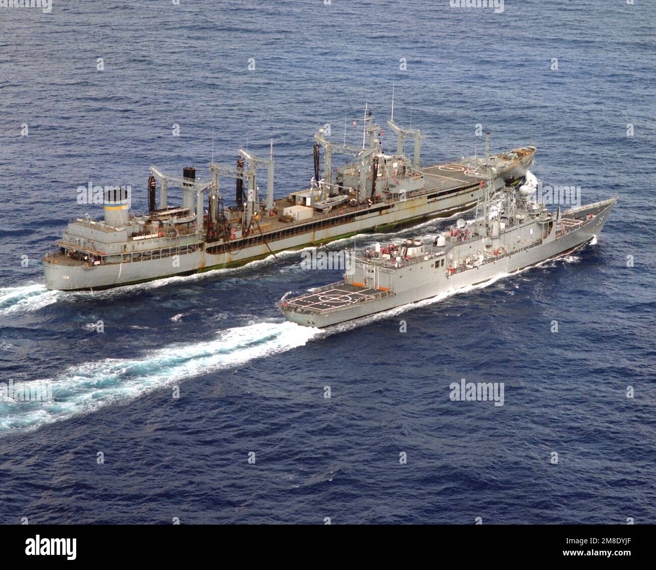 A starboard quarter view of the fleet oiler USNS PAWCATUCK (T-AO-108 ...
