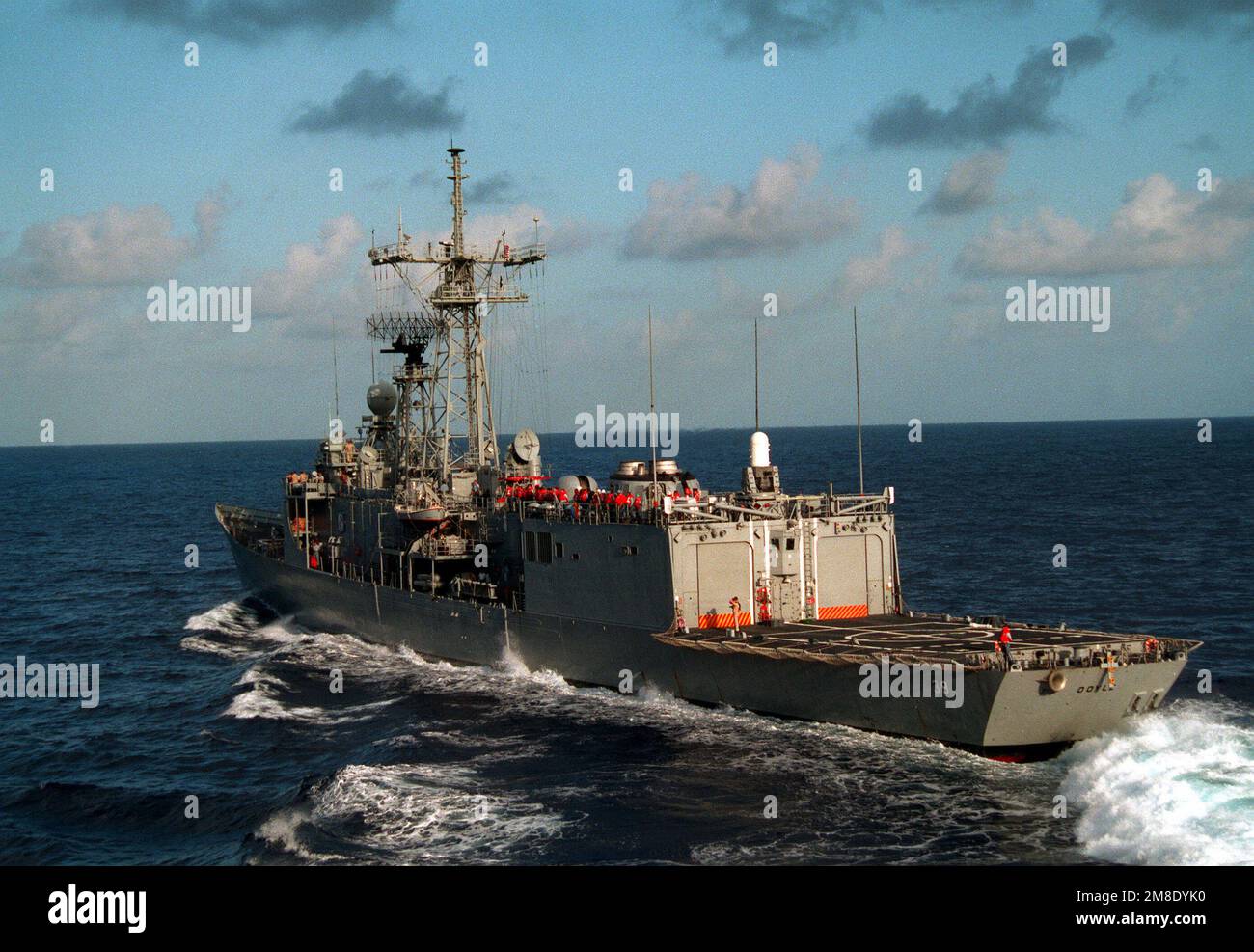 A port quarter view of the guided missile frigate USS DOYLE (FFG-39) as ...