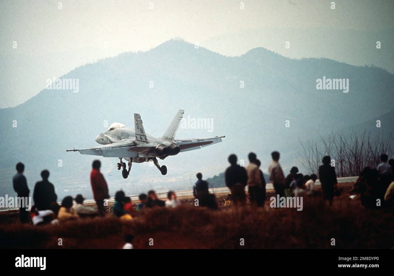 A Marine Fighter-Attack Squadron 333 (VMFA-333) F/A-18A Hornet aircraft ...