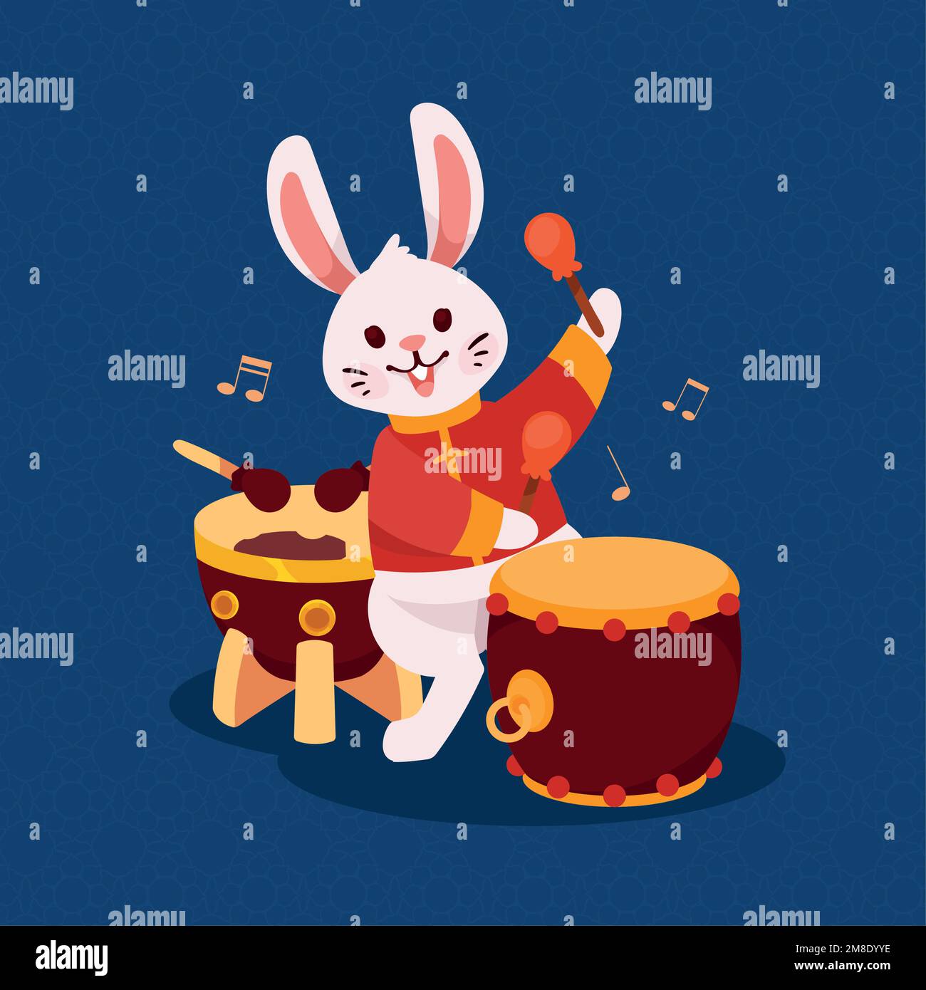 chinese rabbit with drums Stock Vector Image & Art - Alamy