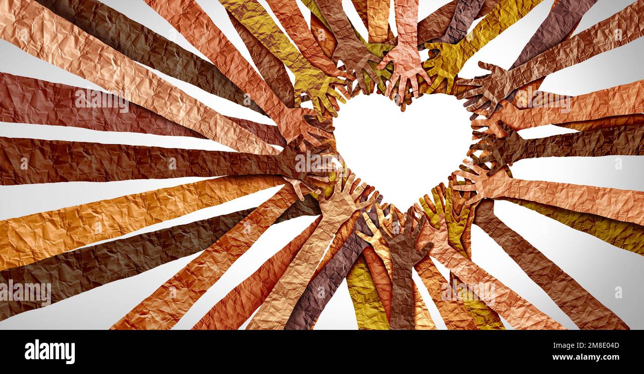 Black Culture Love and Black History month awareness as diverse hands ...