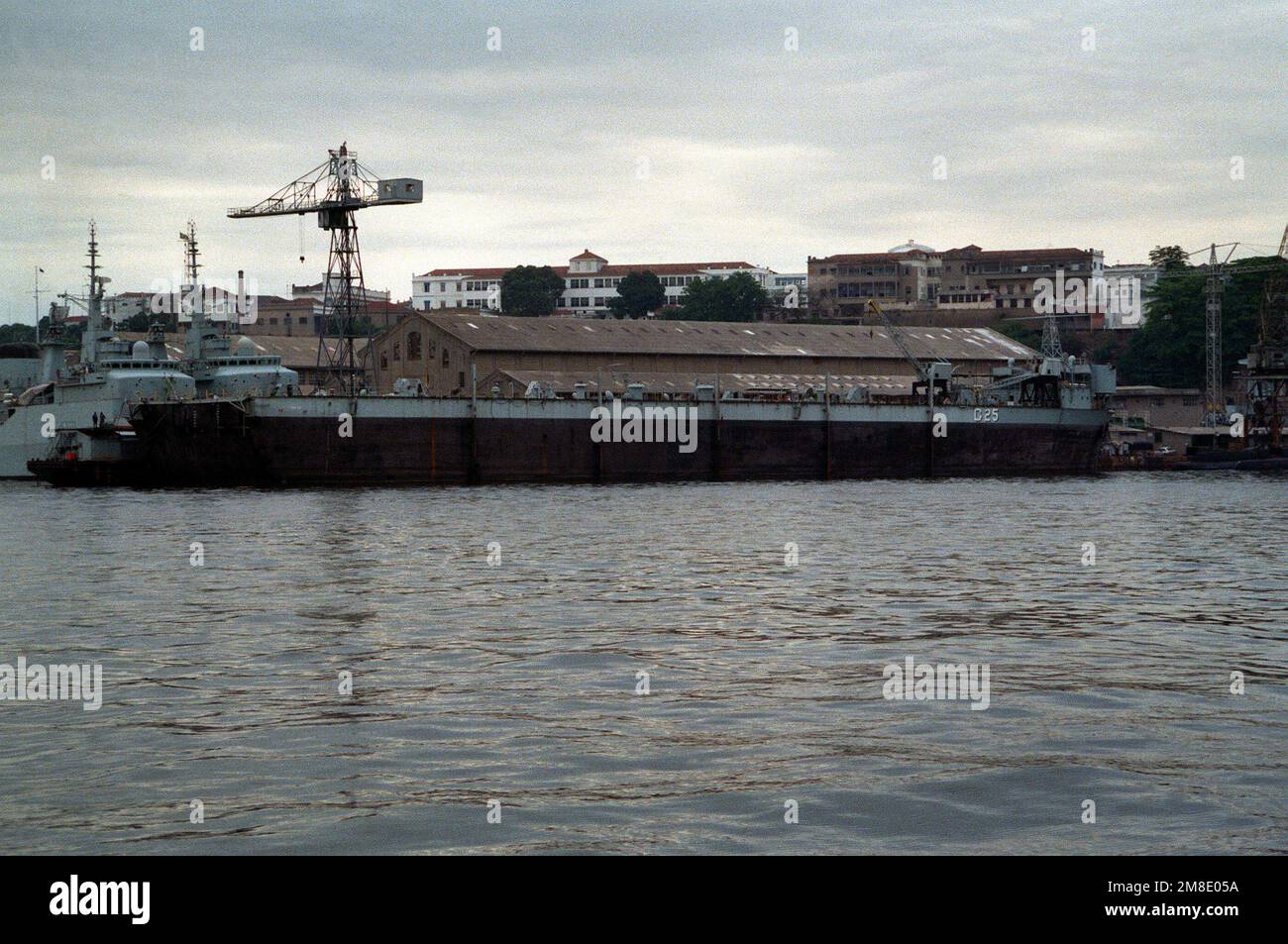 A port quarter view of the Brazilian floating dry dock AFONSO PENA (G ...