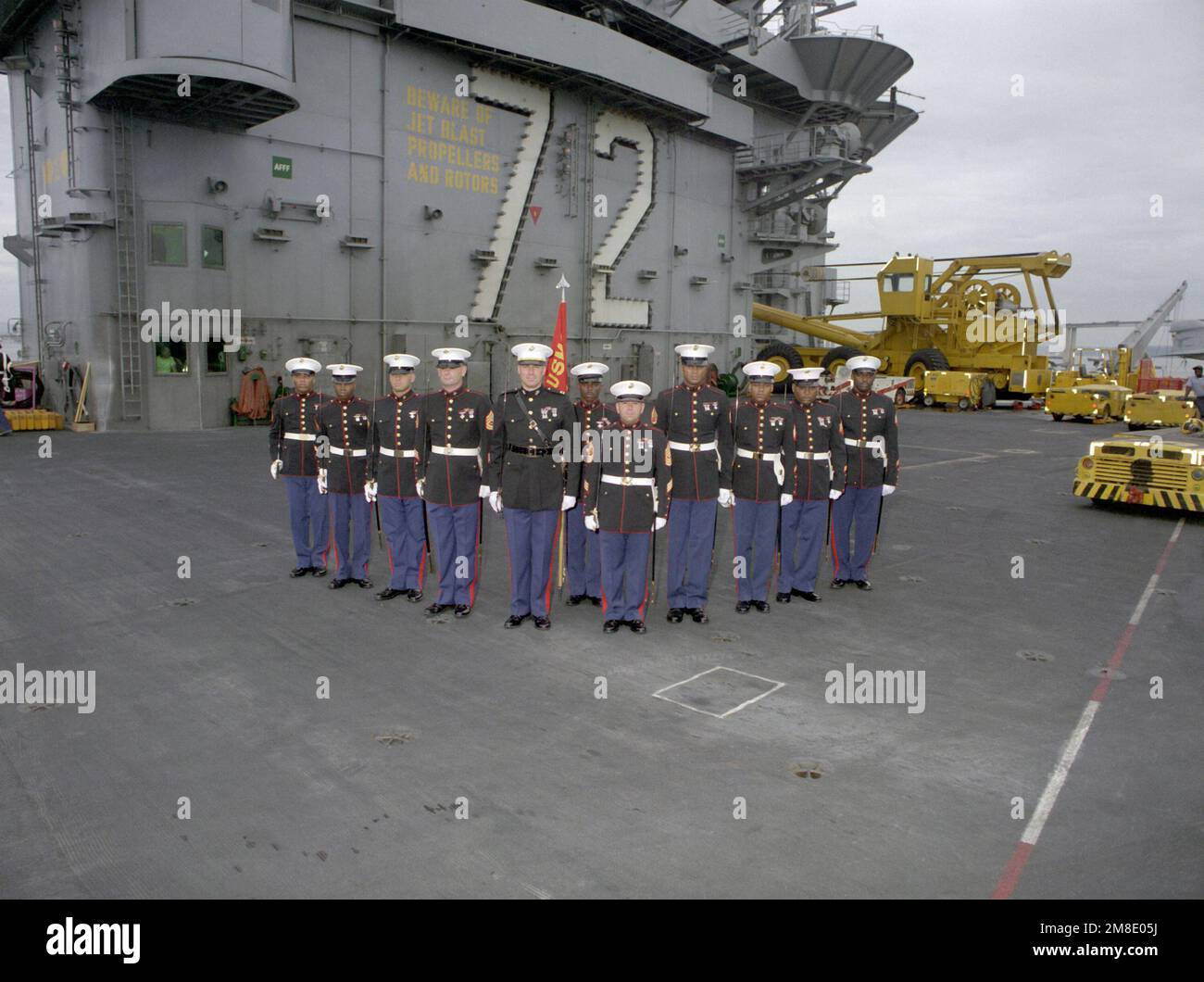 The Marine detachment aboard the nuclear-powered aircraft carrier USS ...