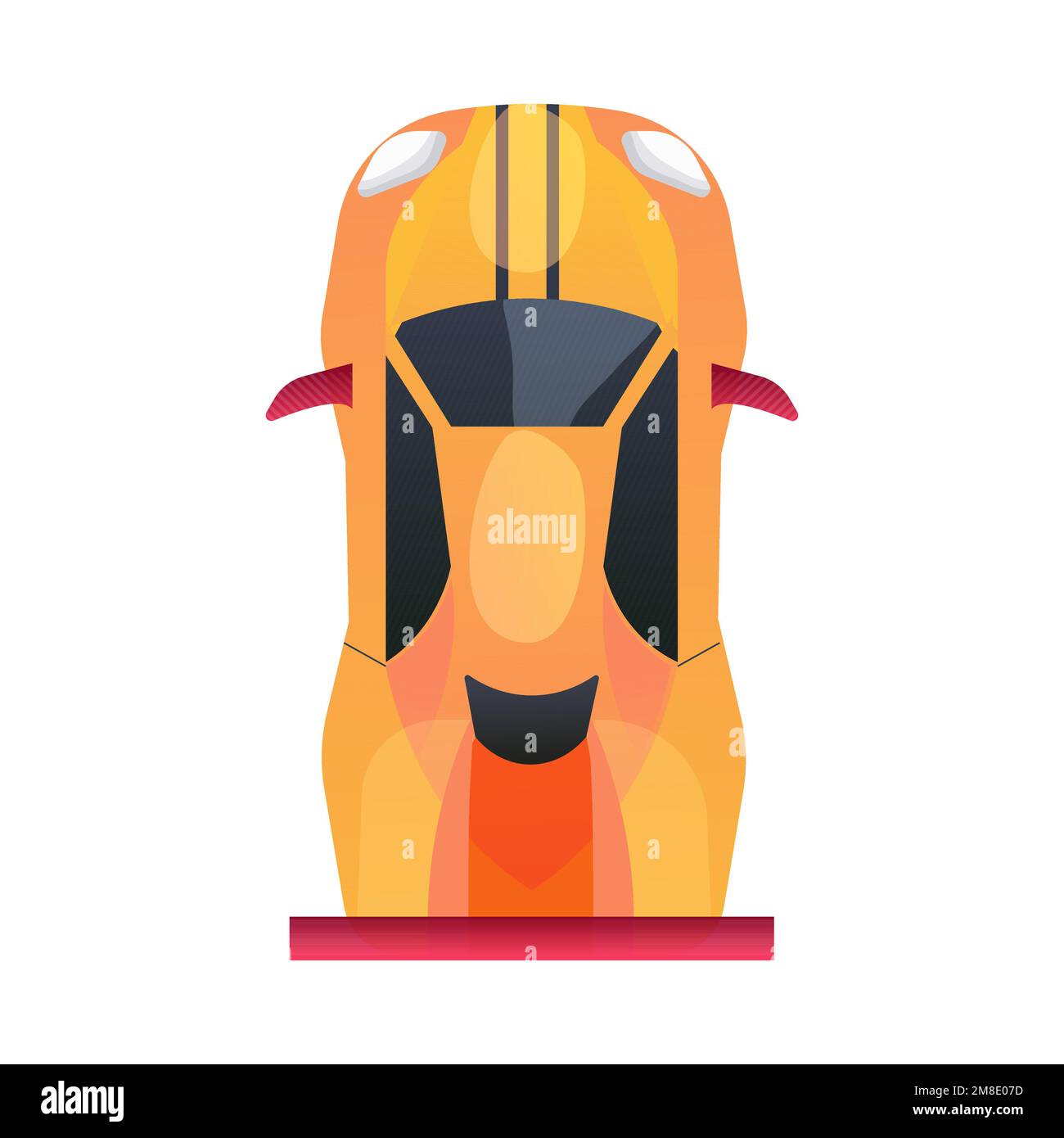 Race car top view in cartoon style transport with shadows and light ...