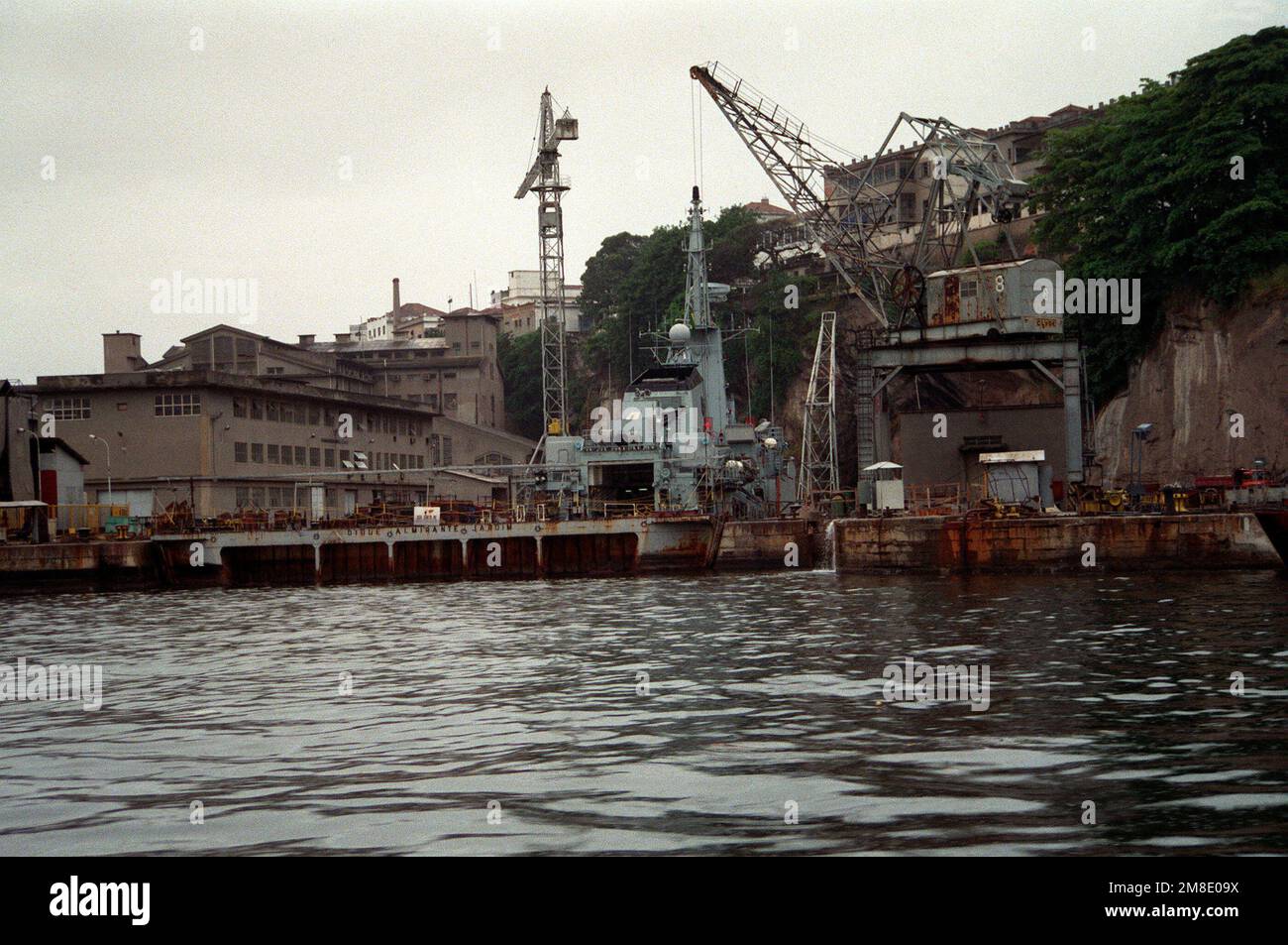 A stern view of a Brazilian Inhauma class patrol vessel in a dry dock ...