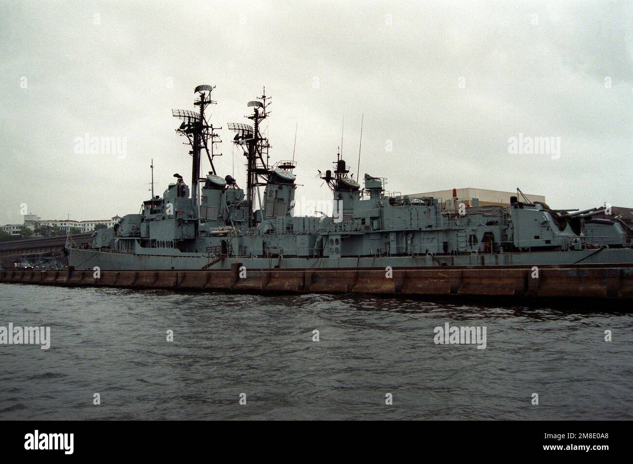 The decommissioned Brazilian destroyers MATO GROSSO (D-34), left, and ...