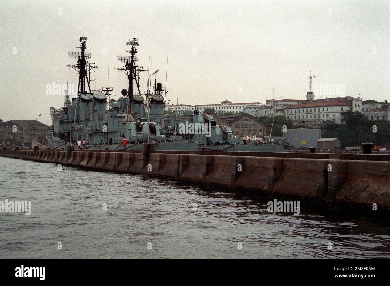The decommissioned Brazilian destroyers MATO GROSSO (D-34), left, and ...