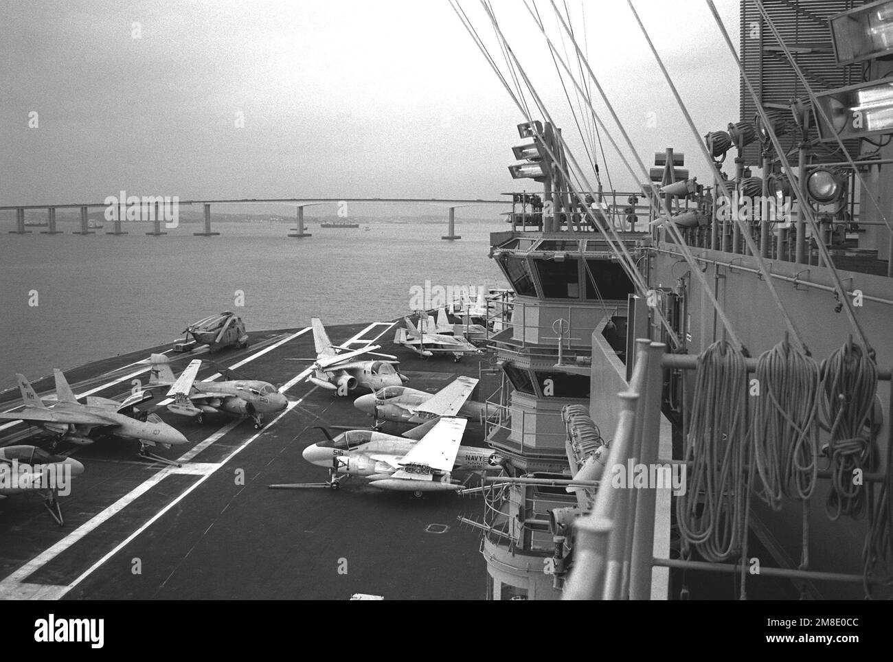 Various aircraft line the flight deck as the nuclear-powered aircraft ...