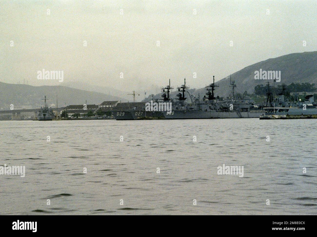 Brazilian ships moored at the west side of the Do Mocangue Isle Naval ...
