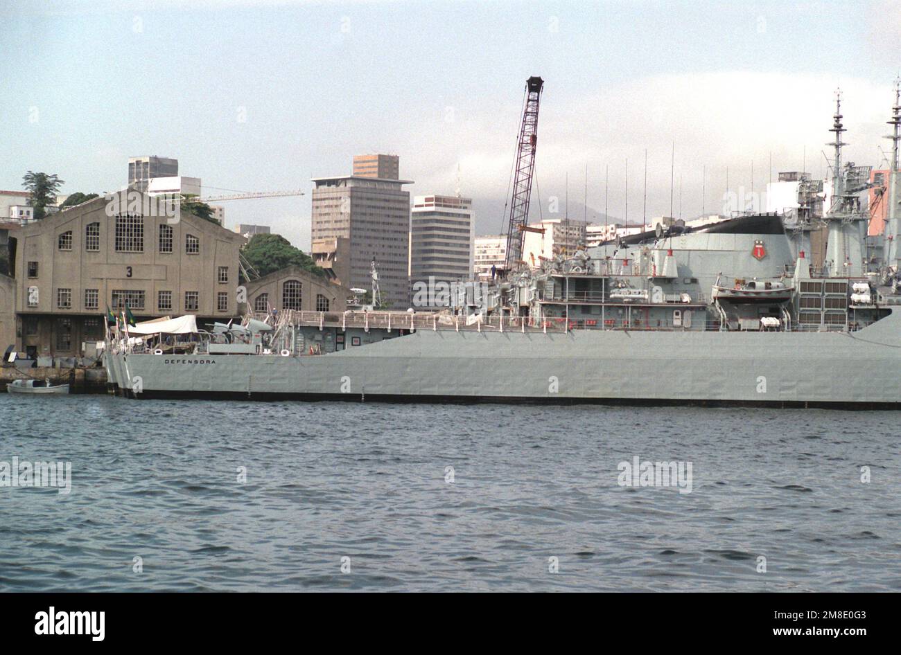 A view of the stern section of the Brazilian Niteroi class frigate ...