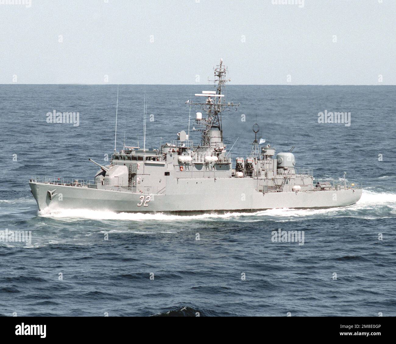 A port bow view of the Argentine frigate ARA GUERRICO (F-32) underway ...