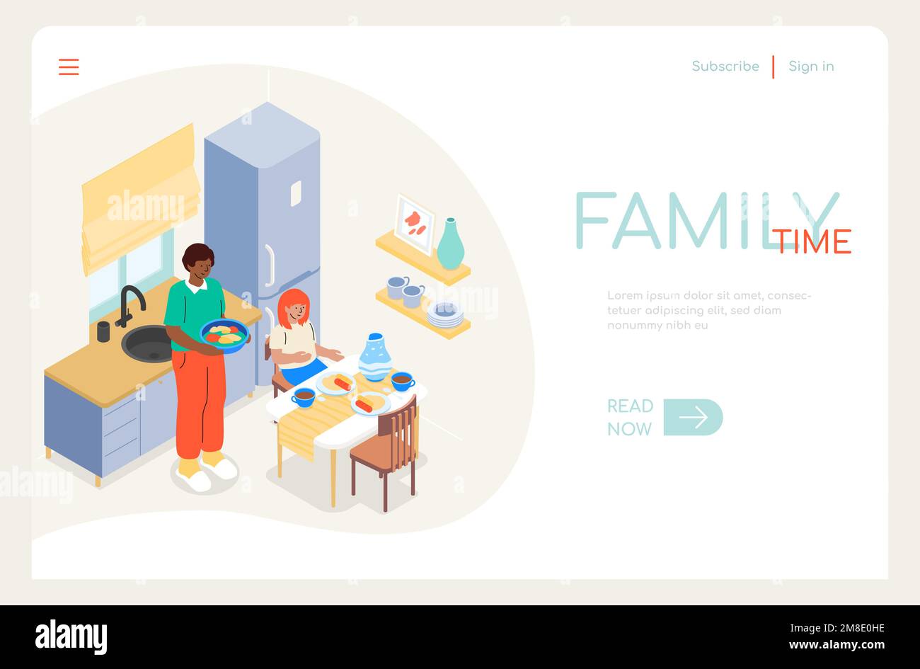 Family time - modern flat design style illustration Stock Vector Image ...