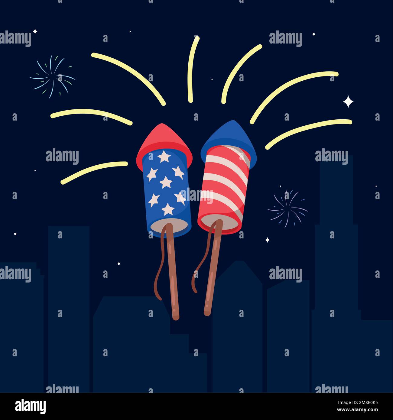 fireworks with usa flag Stock Vector Image & Art - Alamy