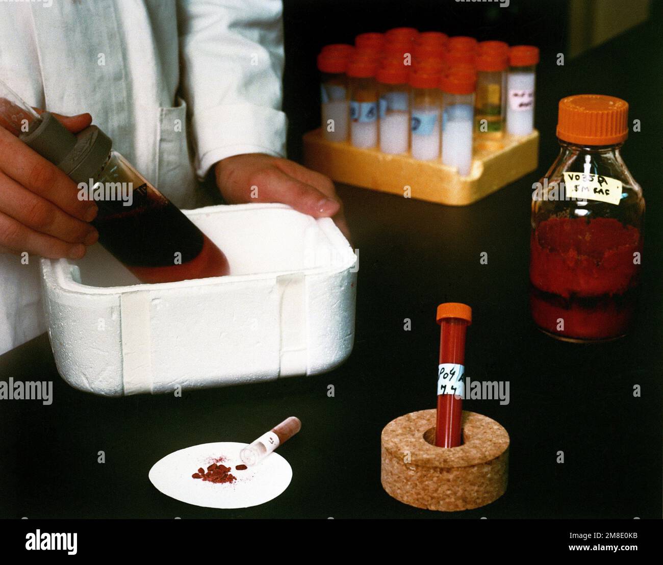 A technician at the Naval Research Laboratory (NRL), prepares a sample ...
