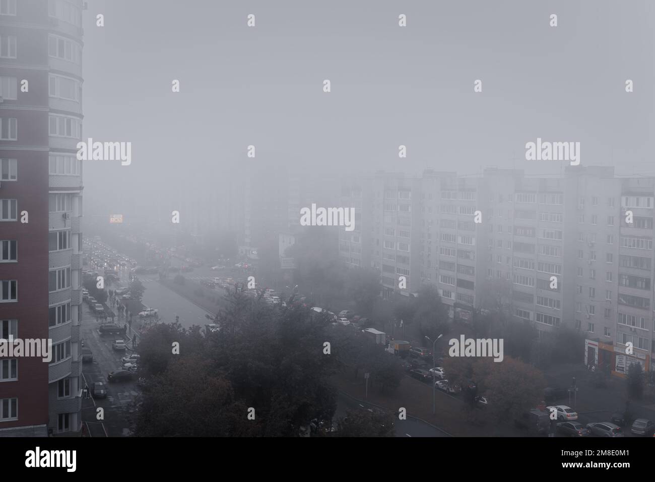 The hinterland of Eastern Europe. Fog Stock Photo - Alamy