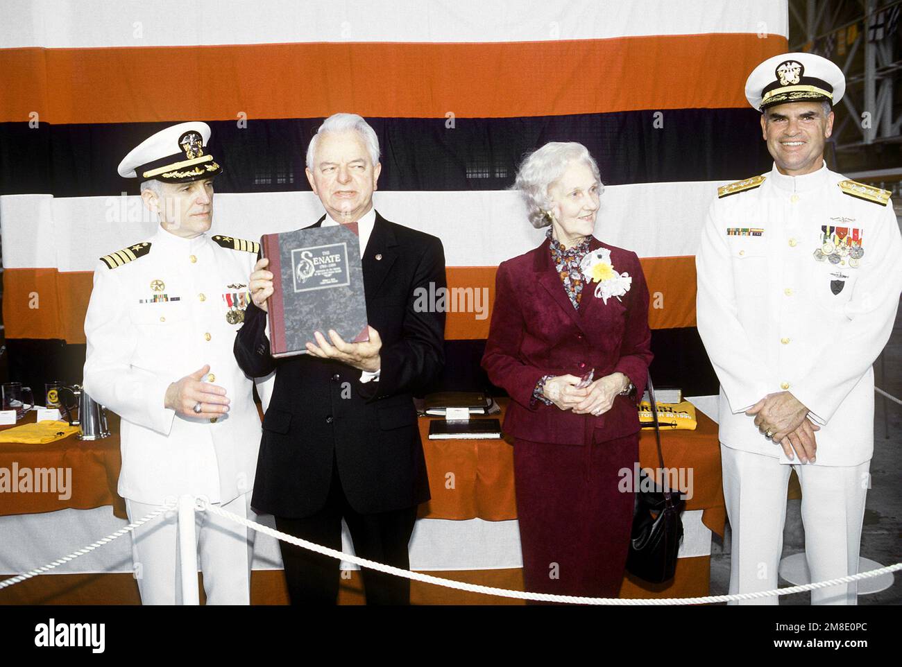 Senator Robert C. Byrd of West Virginia, principal speaker, displays a ...