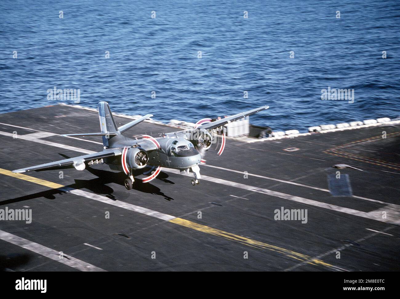 An Argentine navy S-2E Tracker aircraft lands on the nuclear-powered ...