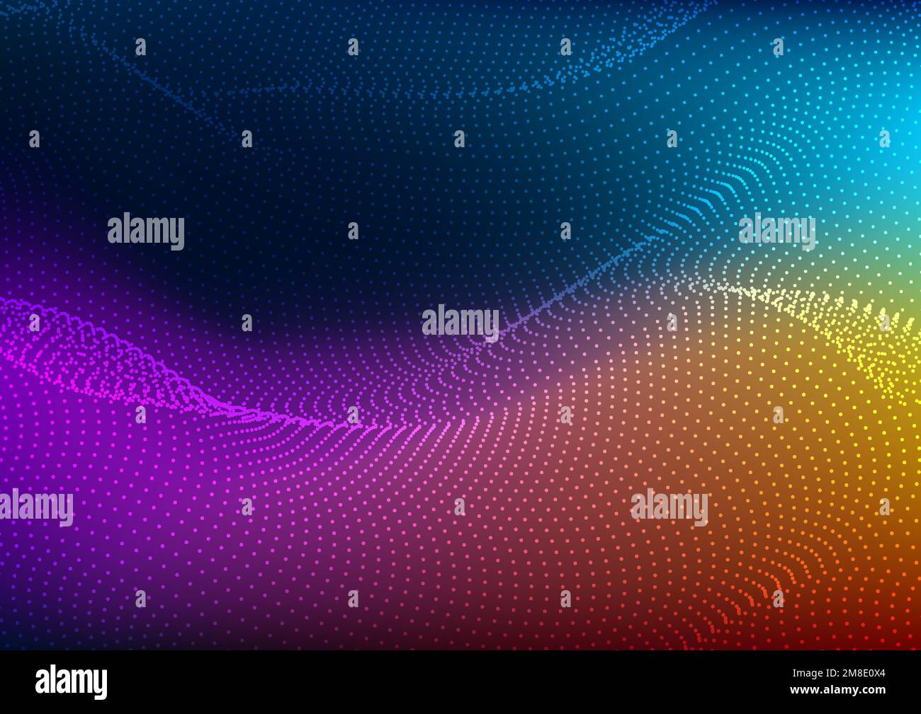 Abstract technology furturistic design dots flow particles dynamic wave on neon colors ...