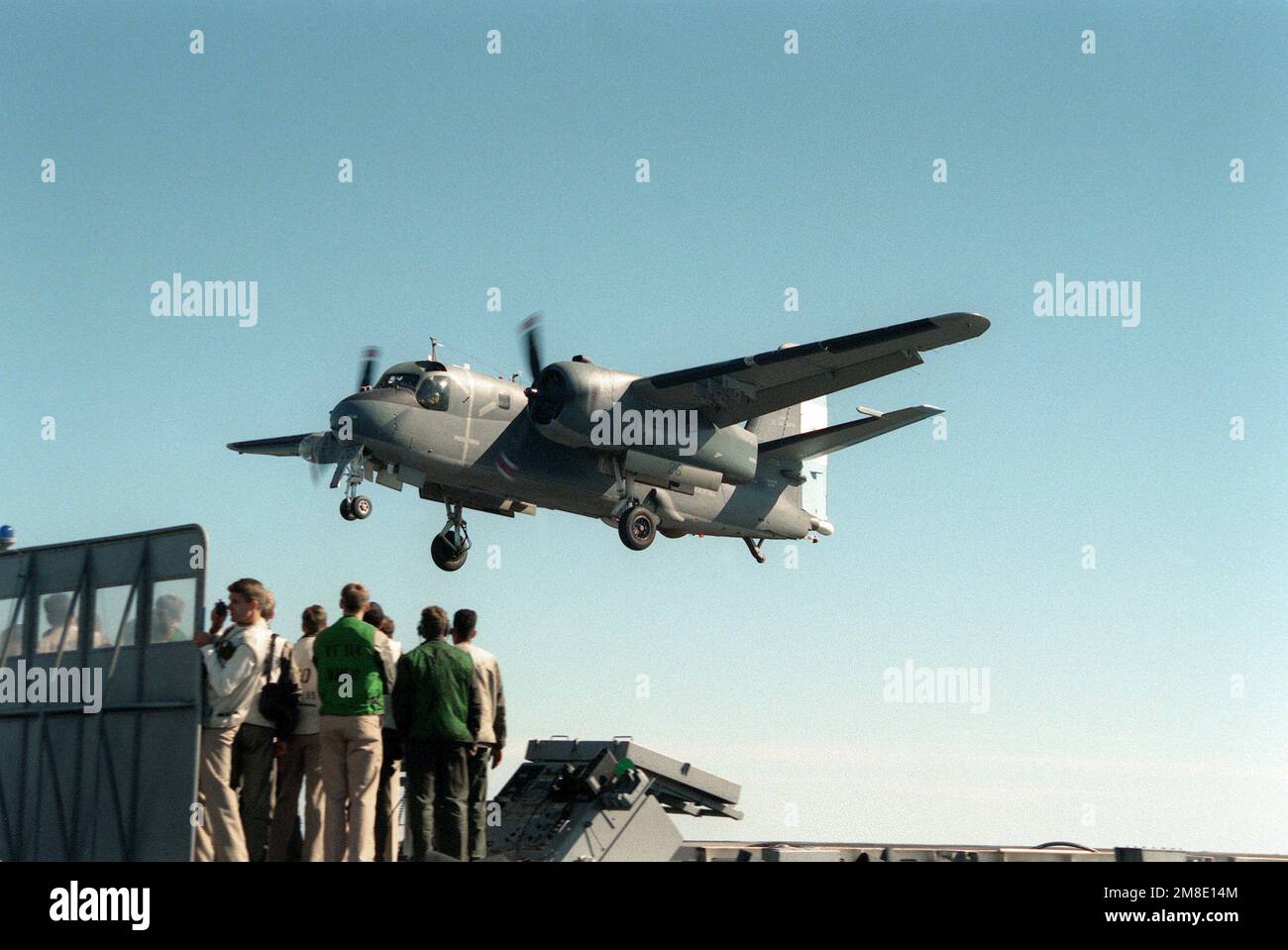 An S-2 Tracker aircraft of the Argentine navy files over the landing ...