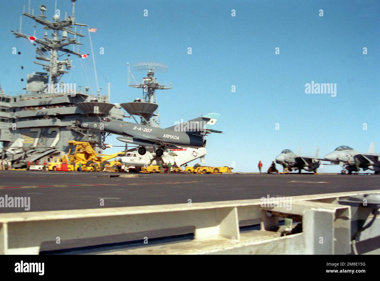A Super Etendard aircraft of the Argentine navy prepares to touch down ...