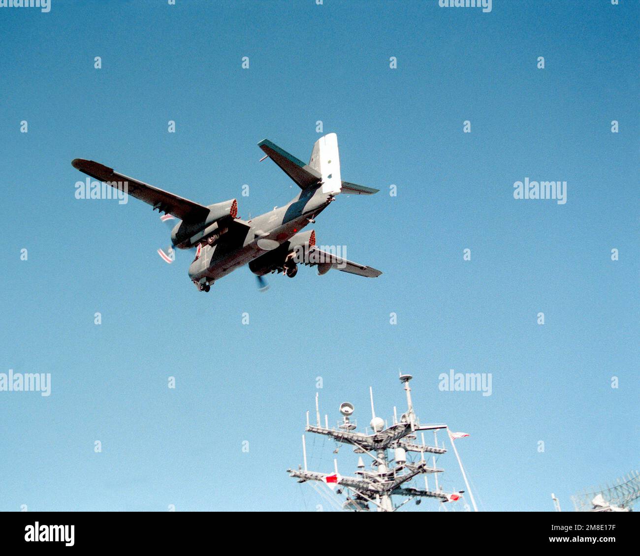 An S-2 Tracker aircraft of the Argentine navy passes over the nuclear ...