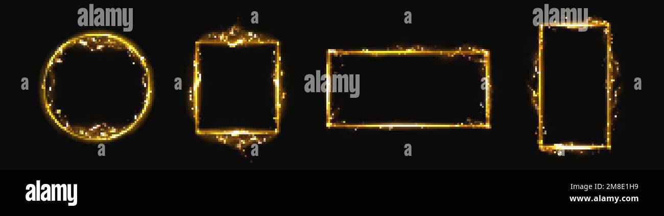 Lightning frames, yellow thunder bolt effect background with electric ...