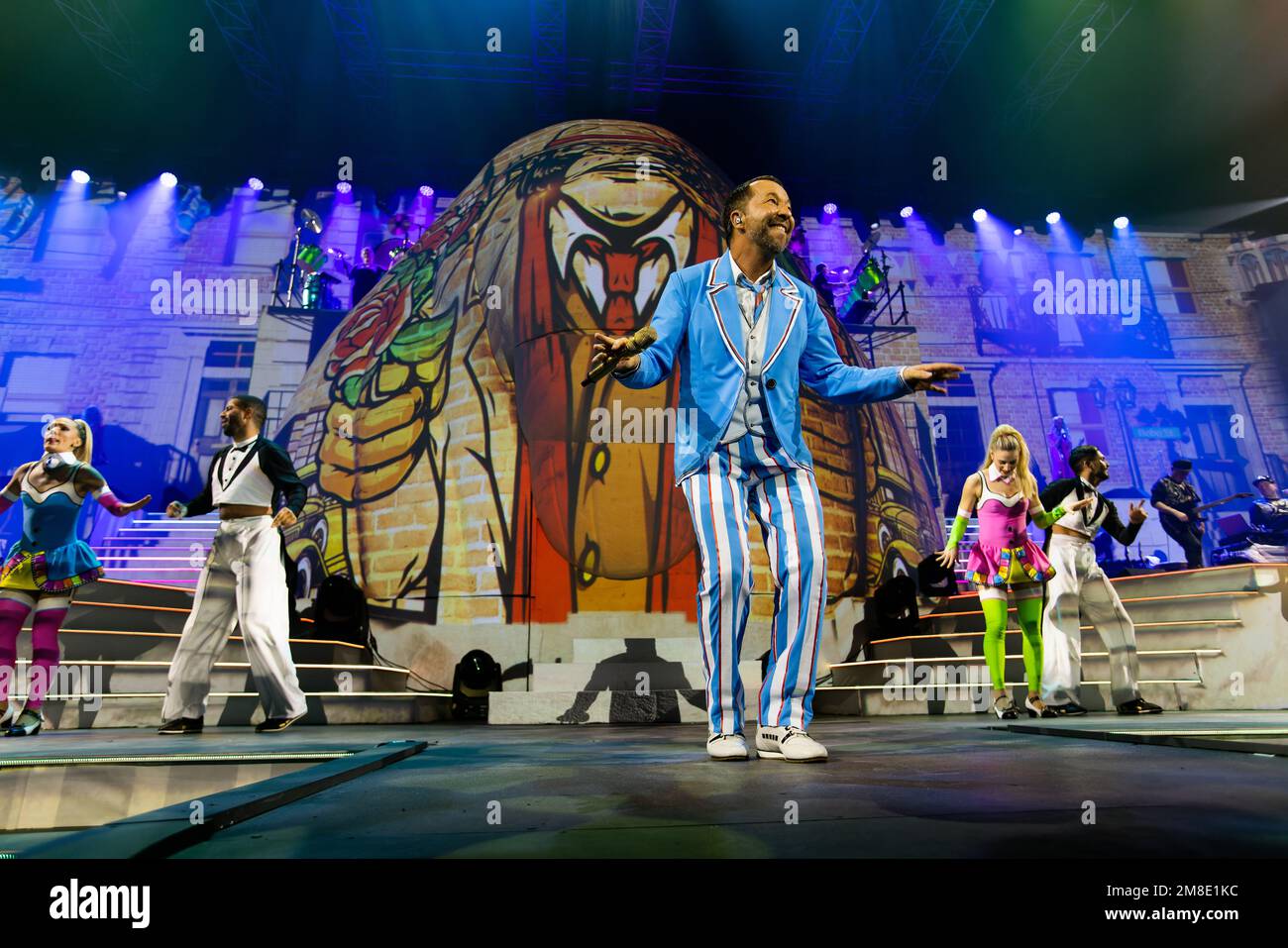 Rust, Germany. 13th Jan, 2023. DJ Bobo (m) is on stage during the ...