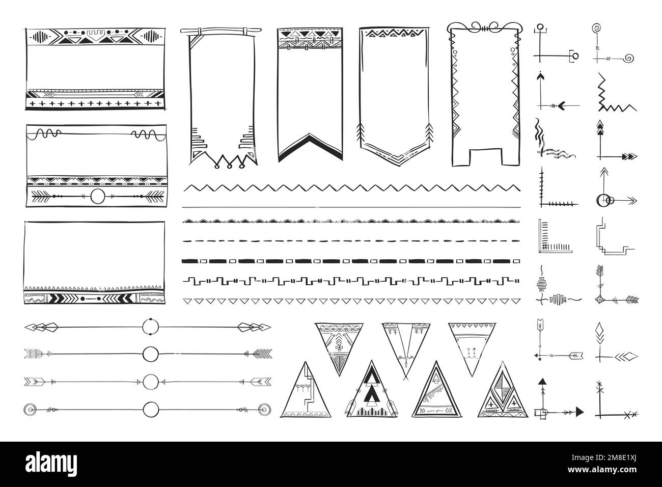 Hand drawn corner doodle Cut Out Stock Images & Pictures - Alamy