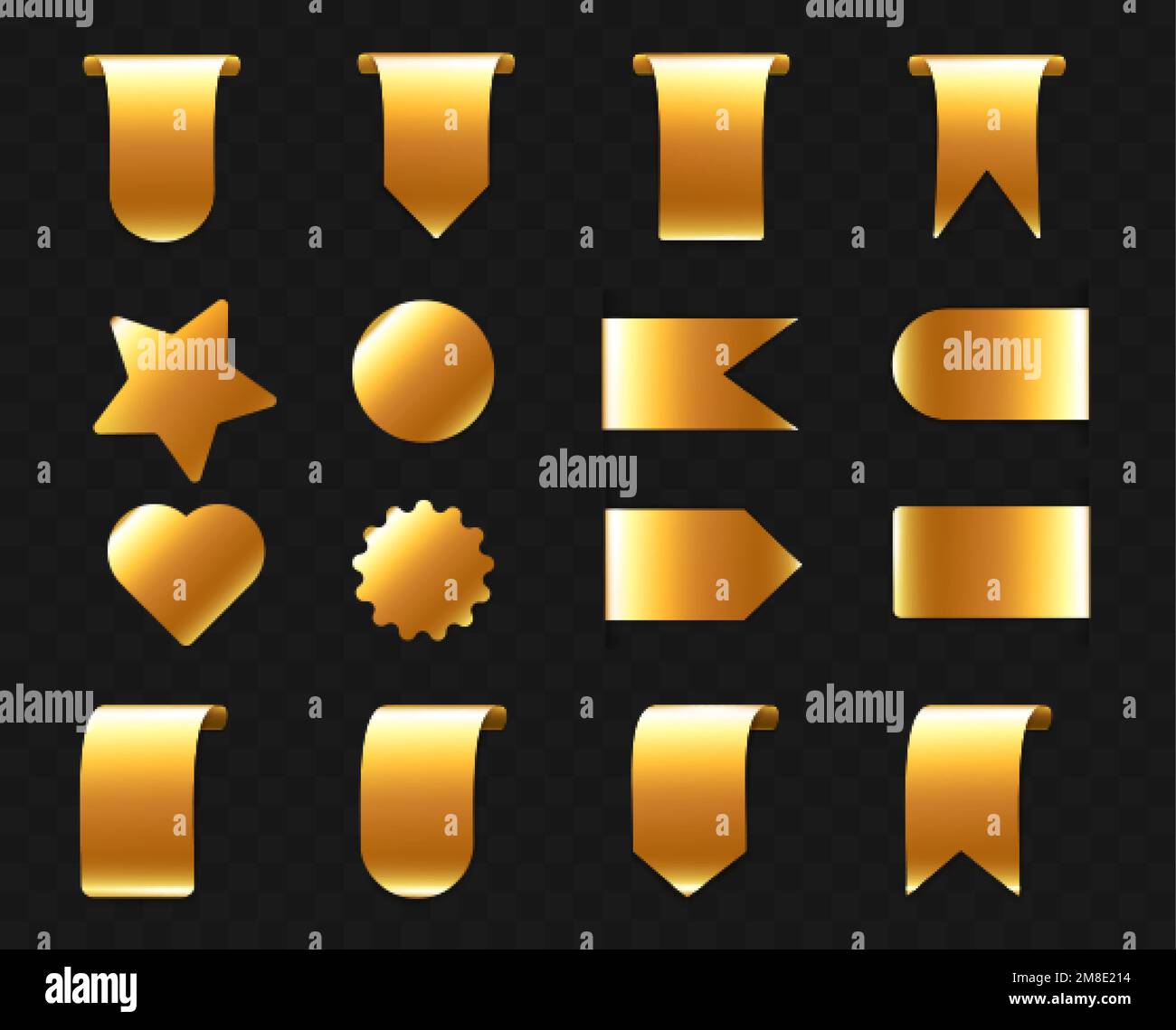 Realistic set of golden sale tags and labels png isolated on black ...