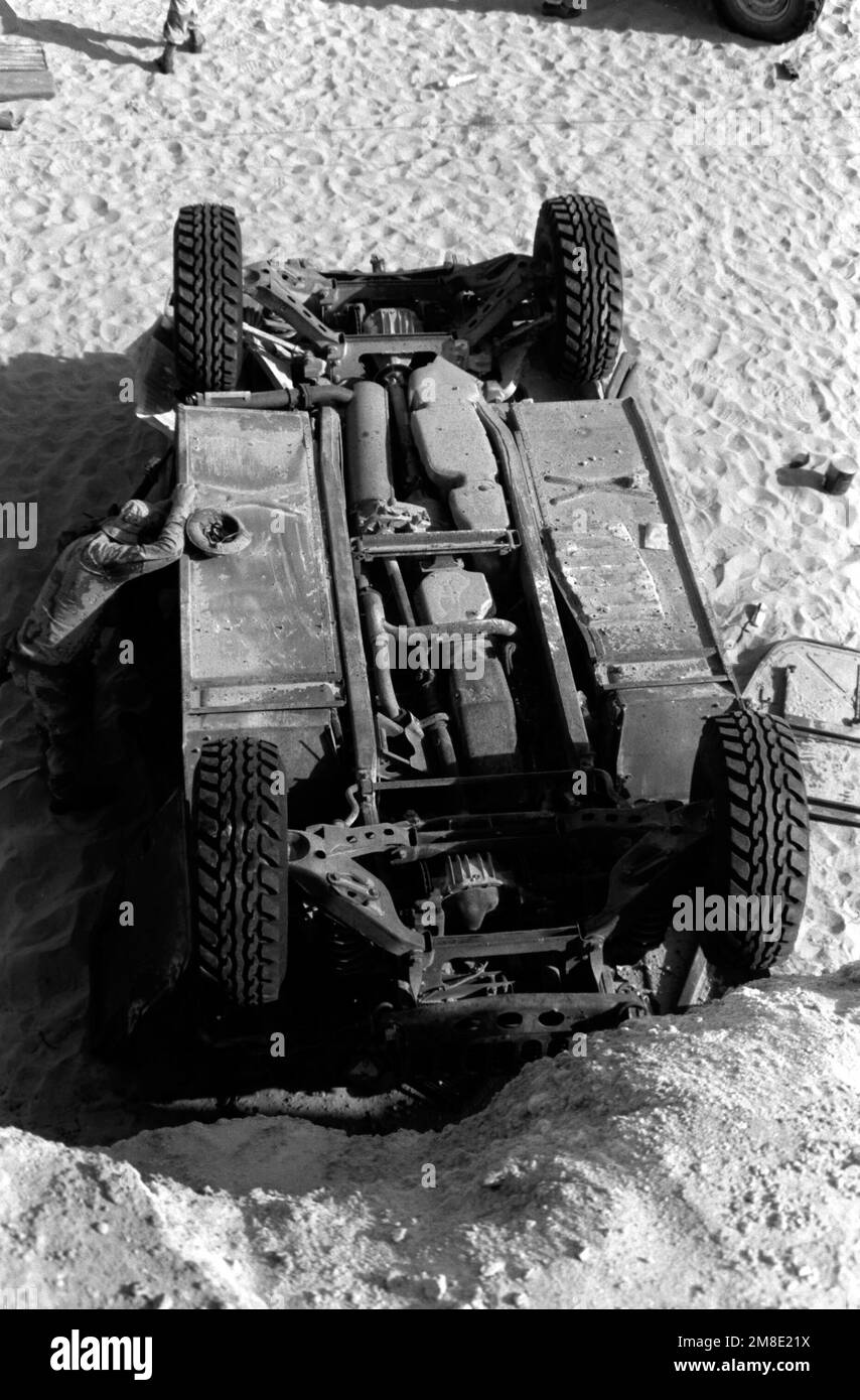 Underneath side of an upside down M998 High-Mobility Multipurpose ...