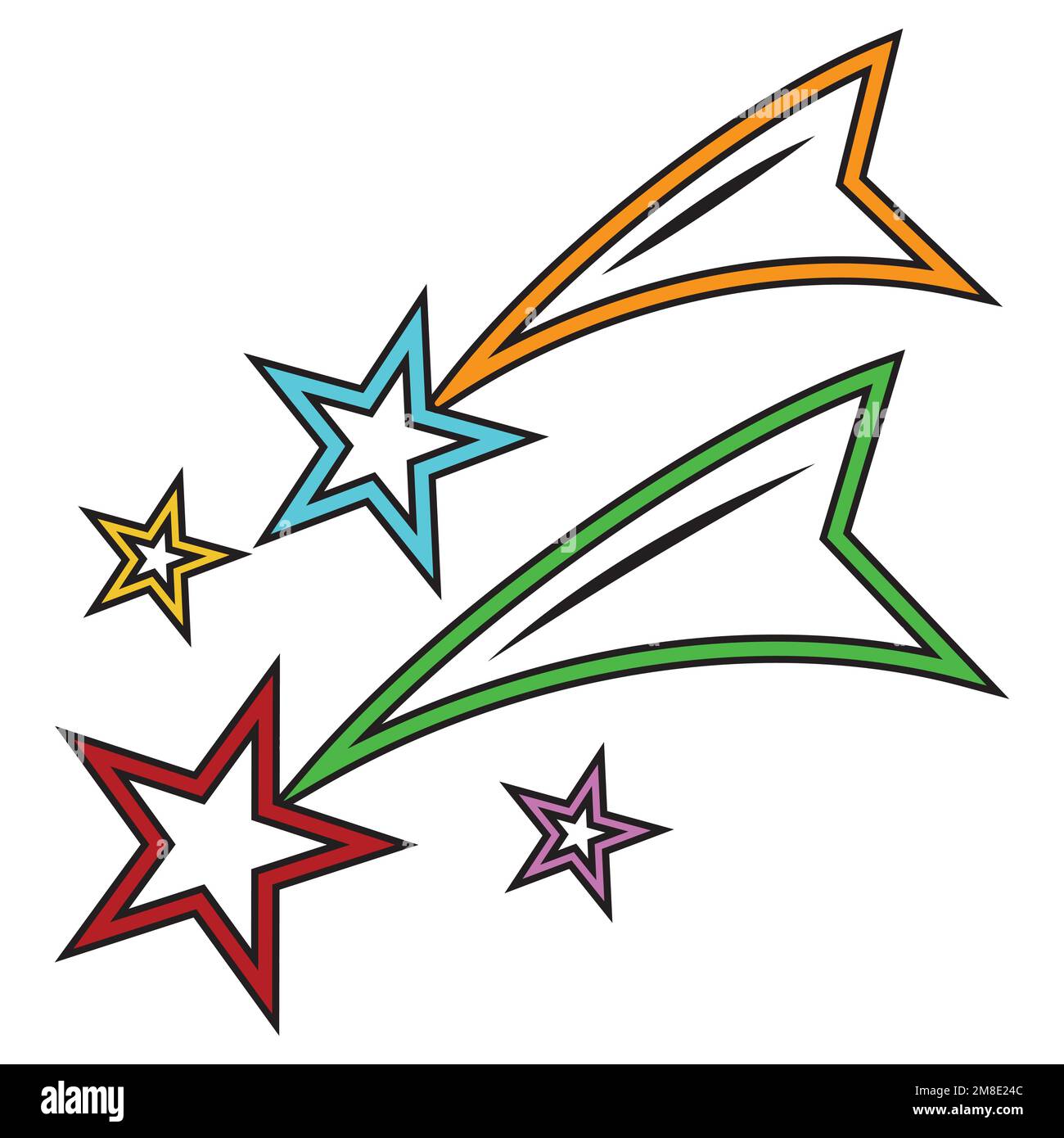 A set of cartoon colorful vector illustrations of stars isolated on a ...