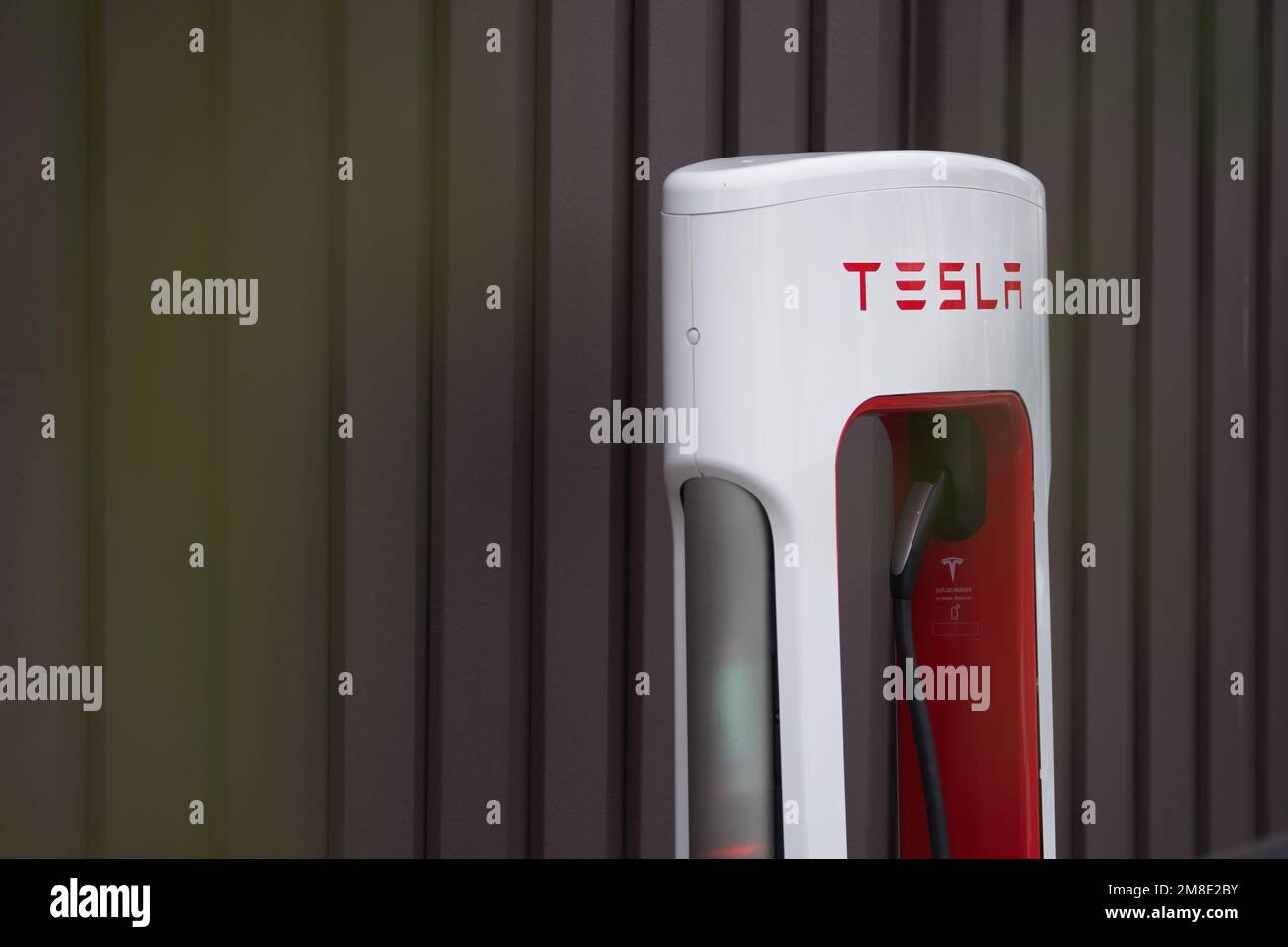 Santa Monica, California, USA. 13th Jan, 2023. A Tesla supercharger ...