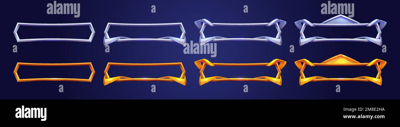 Empty fantasy frames for game buttons, title bars, banners and boards ...