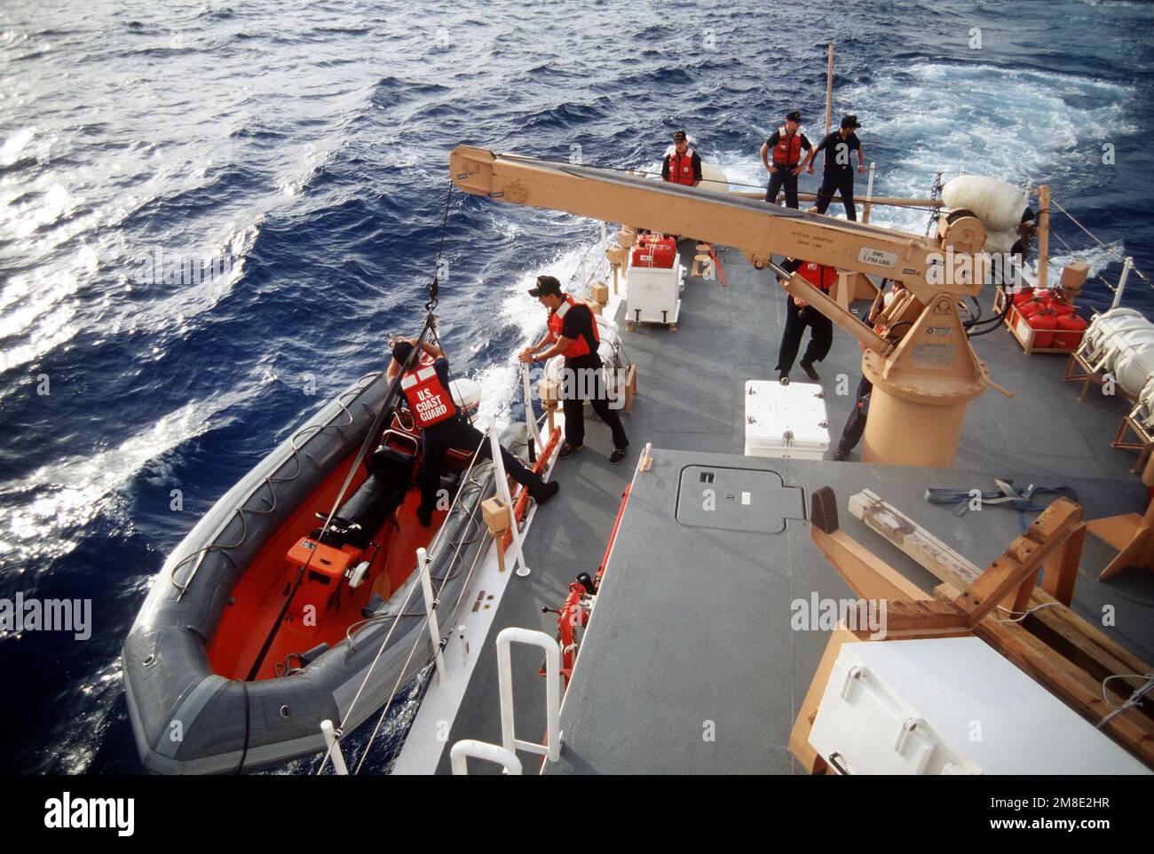 Crewmen aboard the Coast Guard large patrol craft USCGC KISKA (WPB-1336 ...
