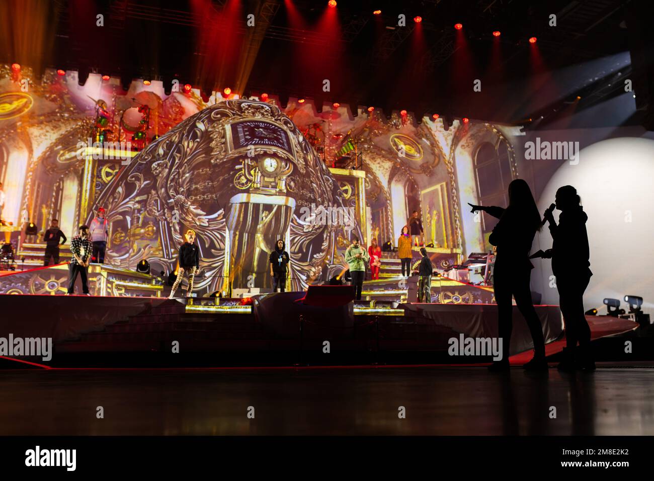 Rust, Germany. 09th Jan, 2023. Members of DJ Bobo's production team ...