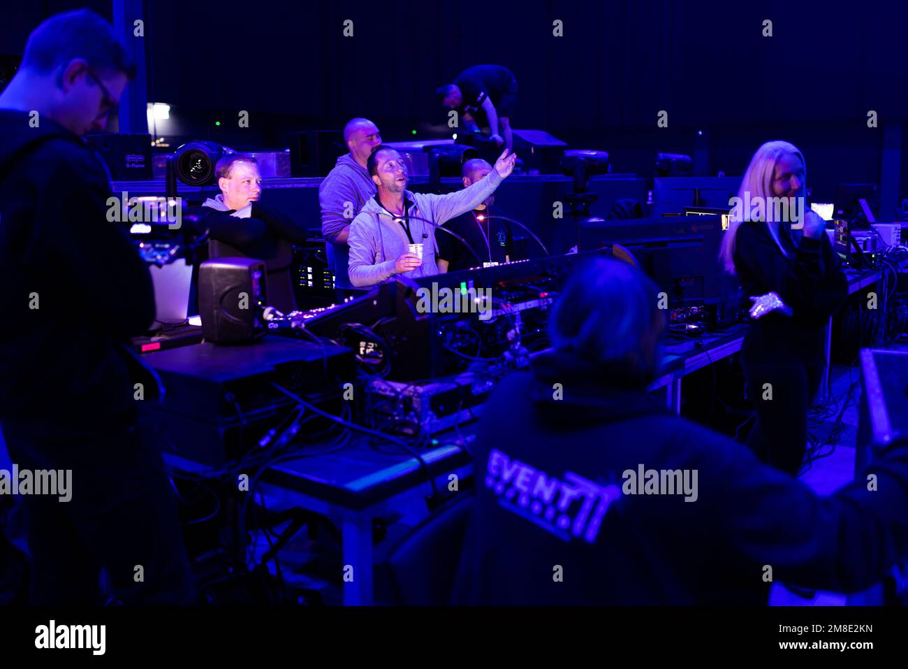 Rust, Germany. 09th Jan, 2023. DJ Bobo discusses a detail of the new ...