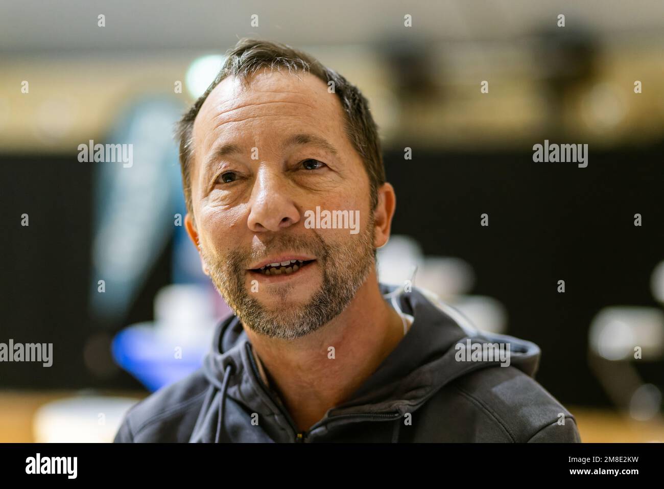 Rust, Germany. 12th Jan, 2023. DJ Bobo sits and talks during an ...