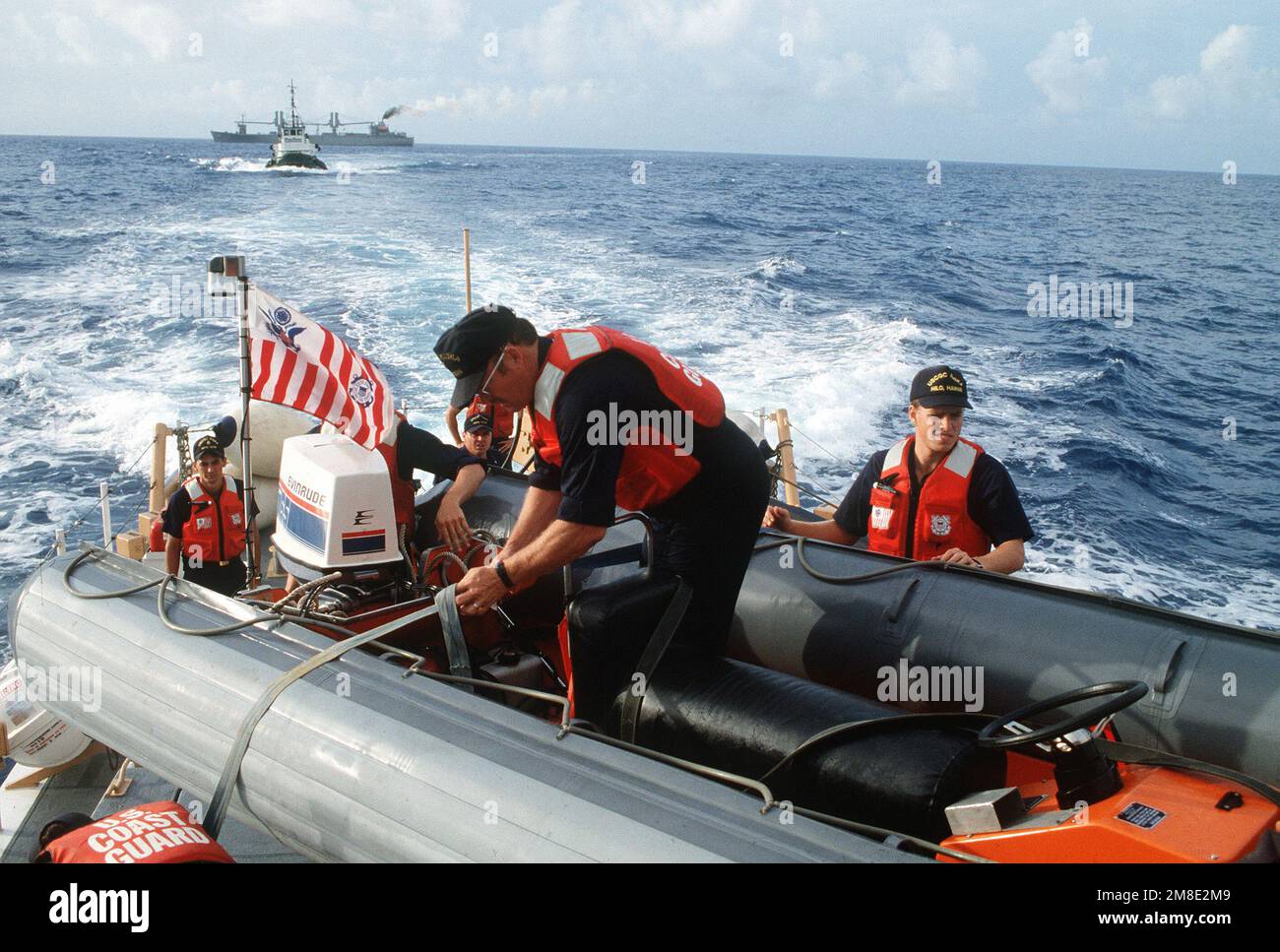 Crewmen aboard the Coast Guard large patrol craft USCGC KISKA (WPB-1336 ...