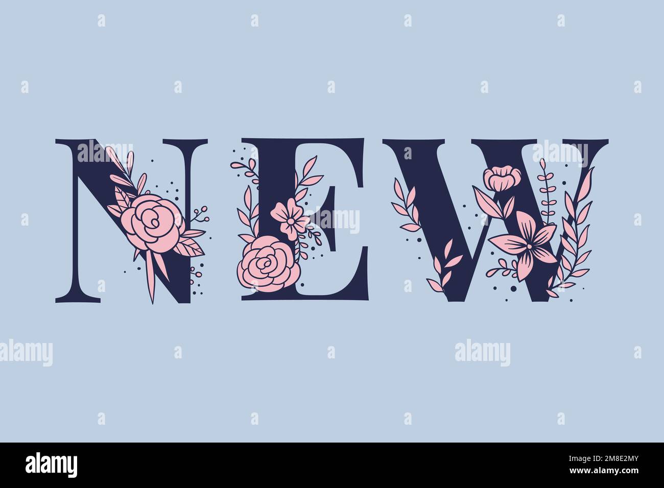 Floral text vector New feminine typography font Stock Vector Image ...