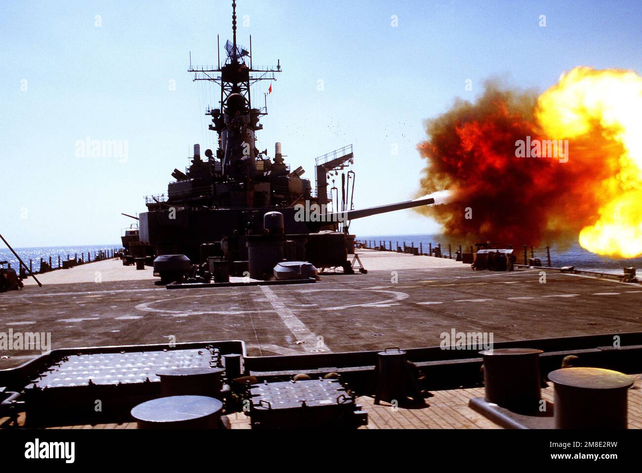 One of the Mark 7 16-inch/50-caliber guns in turret No. 3 aboard the ...