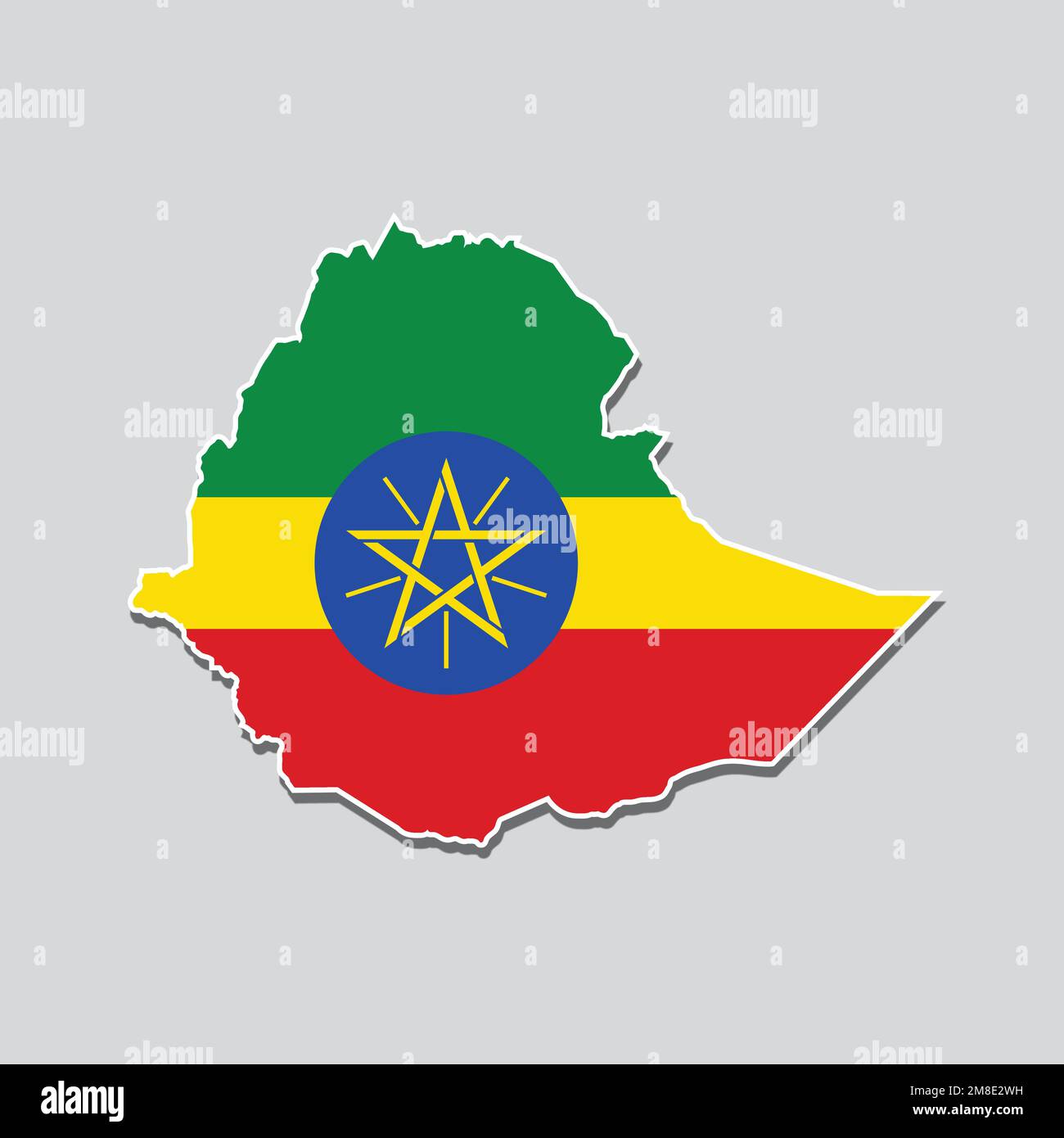 An illustration of the flag of Ethiopia on a Ethiopia map Stock Vector ...