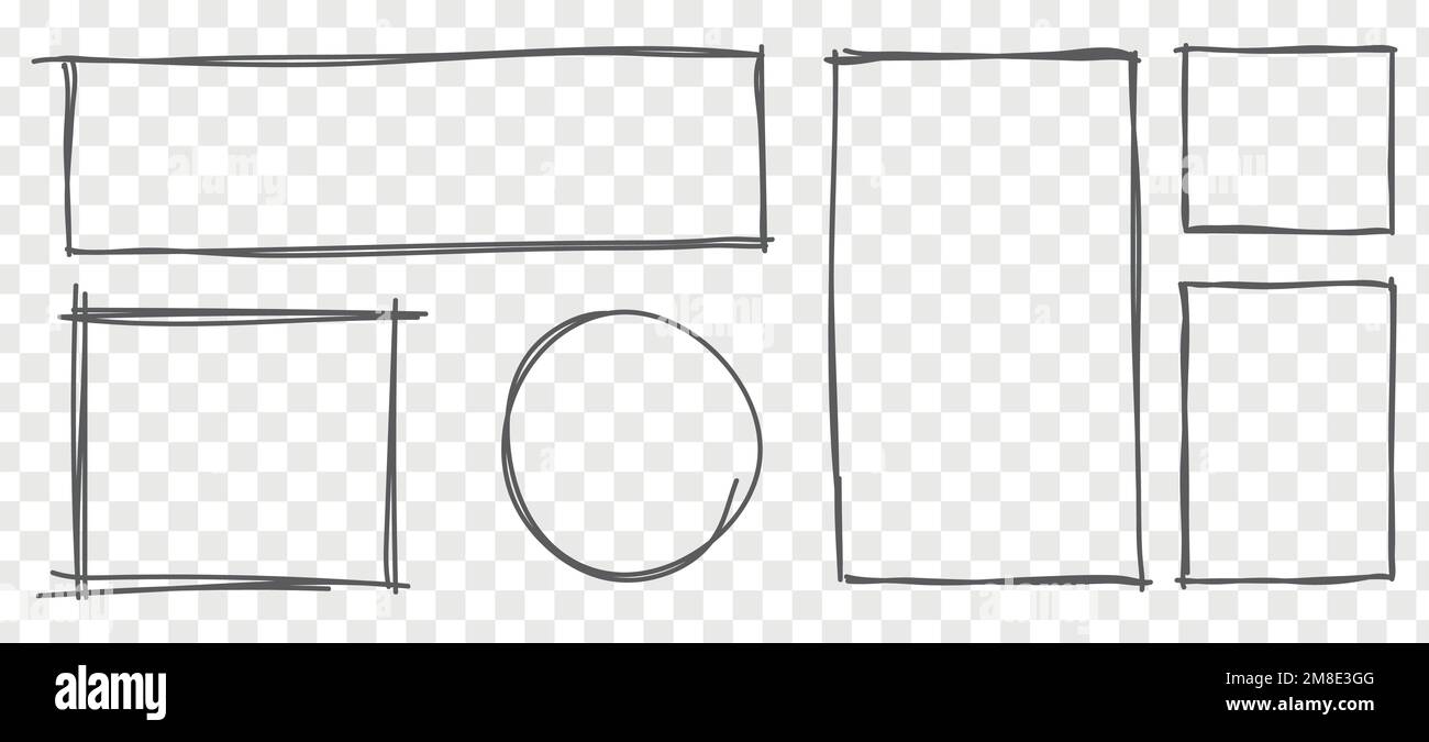 rectangle frame line. square shape outline on hand draw style. vector ...