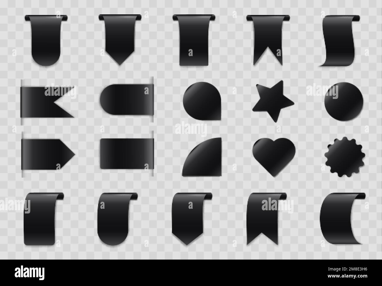 Realistic set of black sale tags and labels png isolated on transparent ...