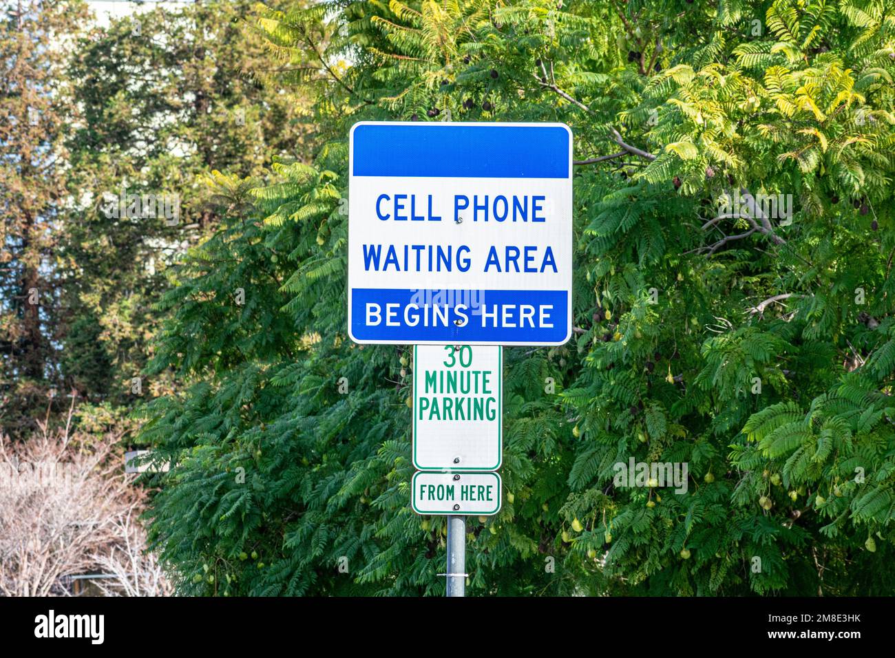 Cell Phone Waiting Area road sign with a time limit Stock Photo - Alamy